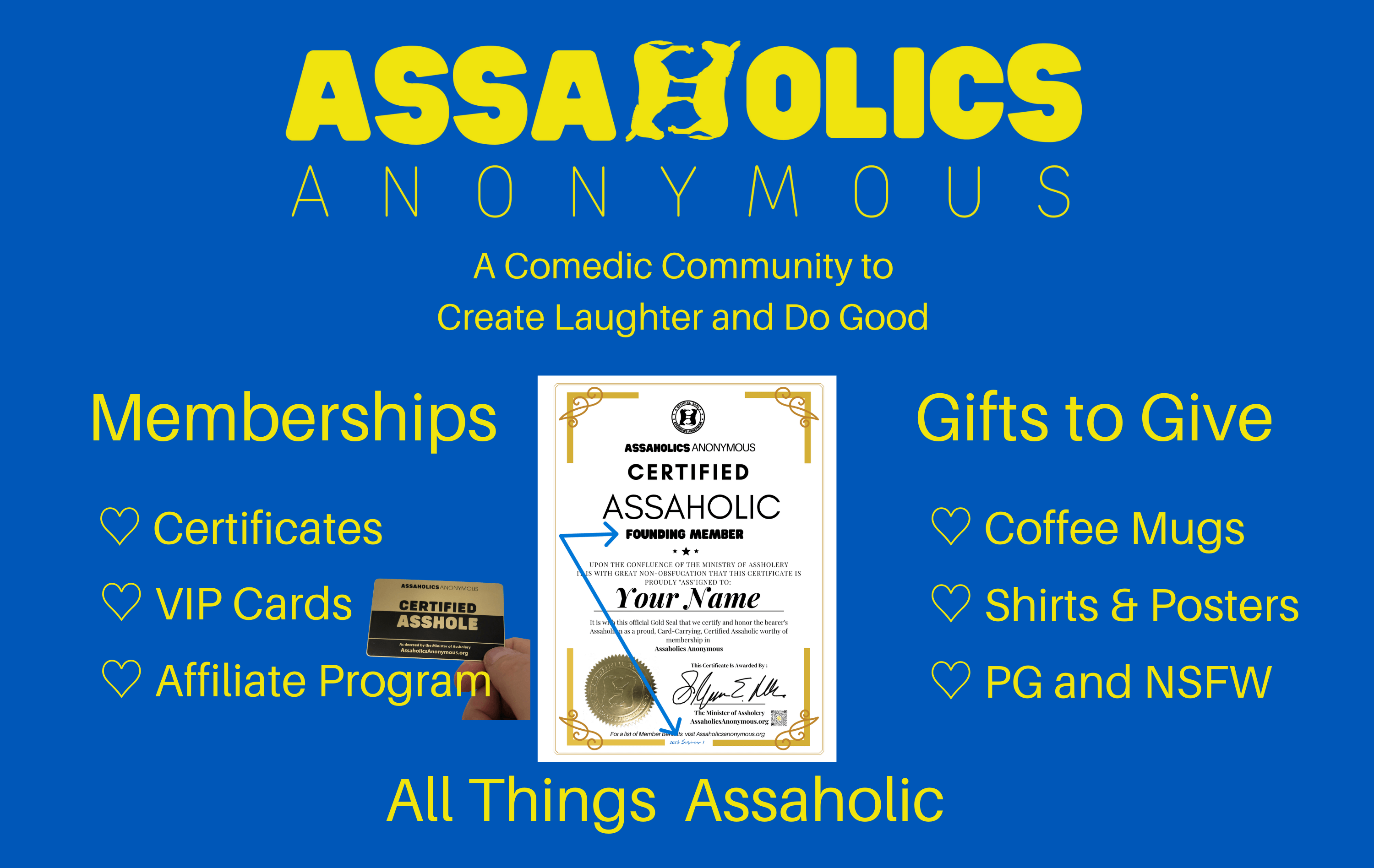Assaholics Anonymous - Shop Now to Create Laughter and Do Good